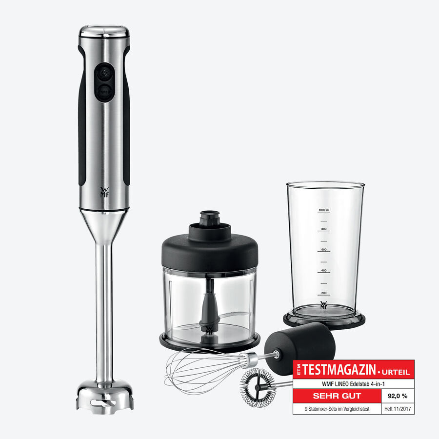 Le mixeur plongeant WMF avec mousseur à lait mélange, réduit en purée ...