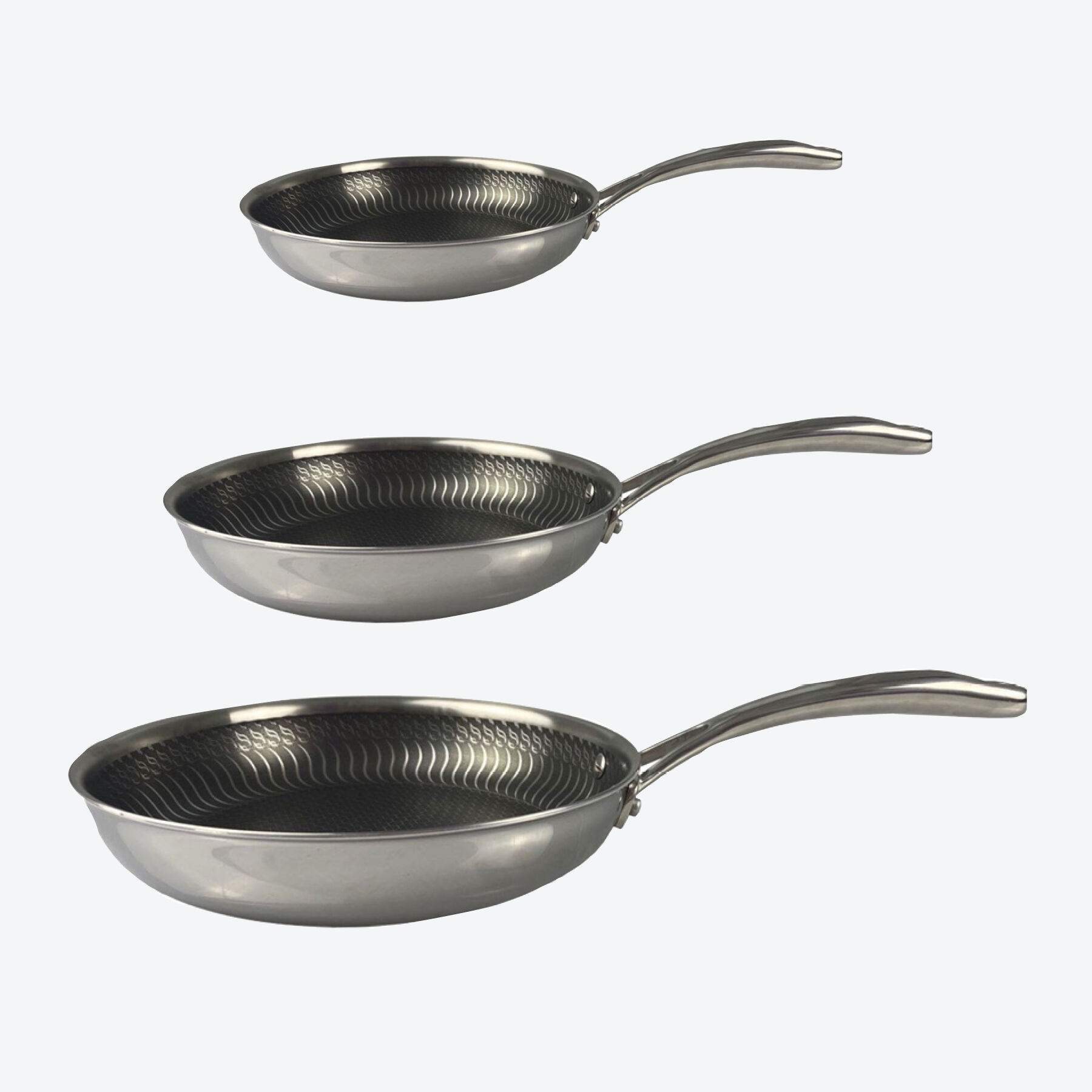 Élégantes poêles en acier inoxydable à fond thermoconducteur 3 couches ...